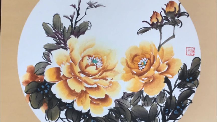 赭石色能画出好看的牡丹图吗?快看看画家笔下富丽堂皇的精致斗方