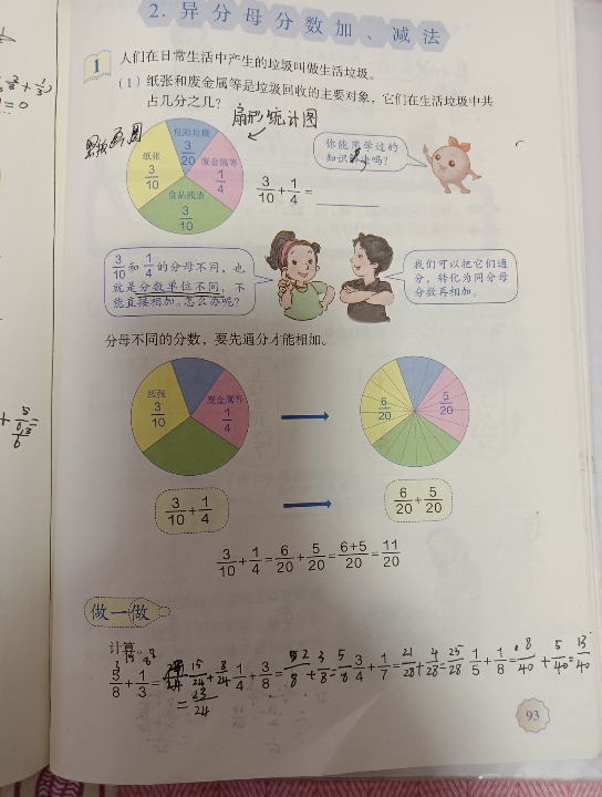 人教版五年级下册异分母分数加减法