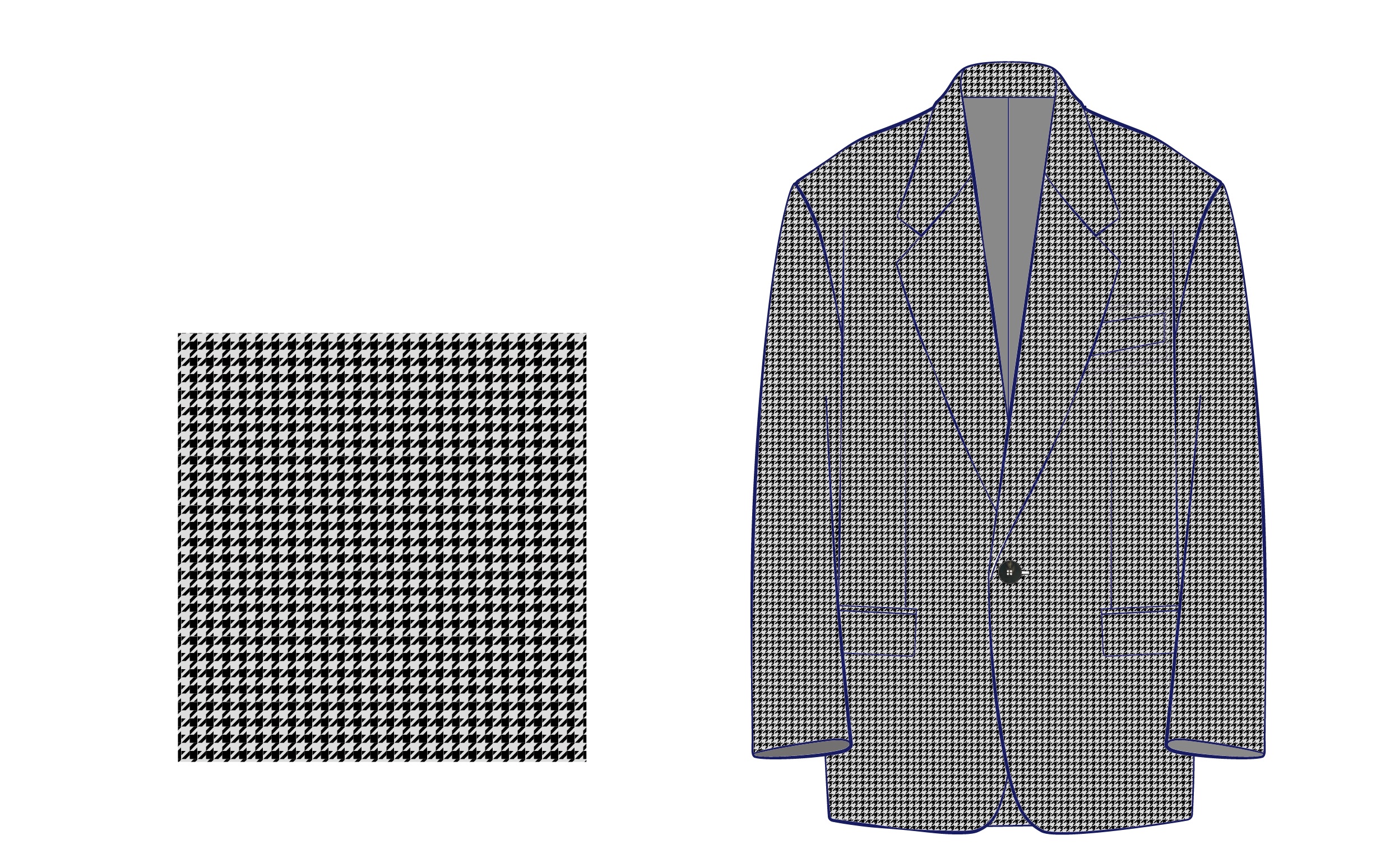 千鸟格图案绘制与款式面料运用