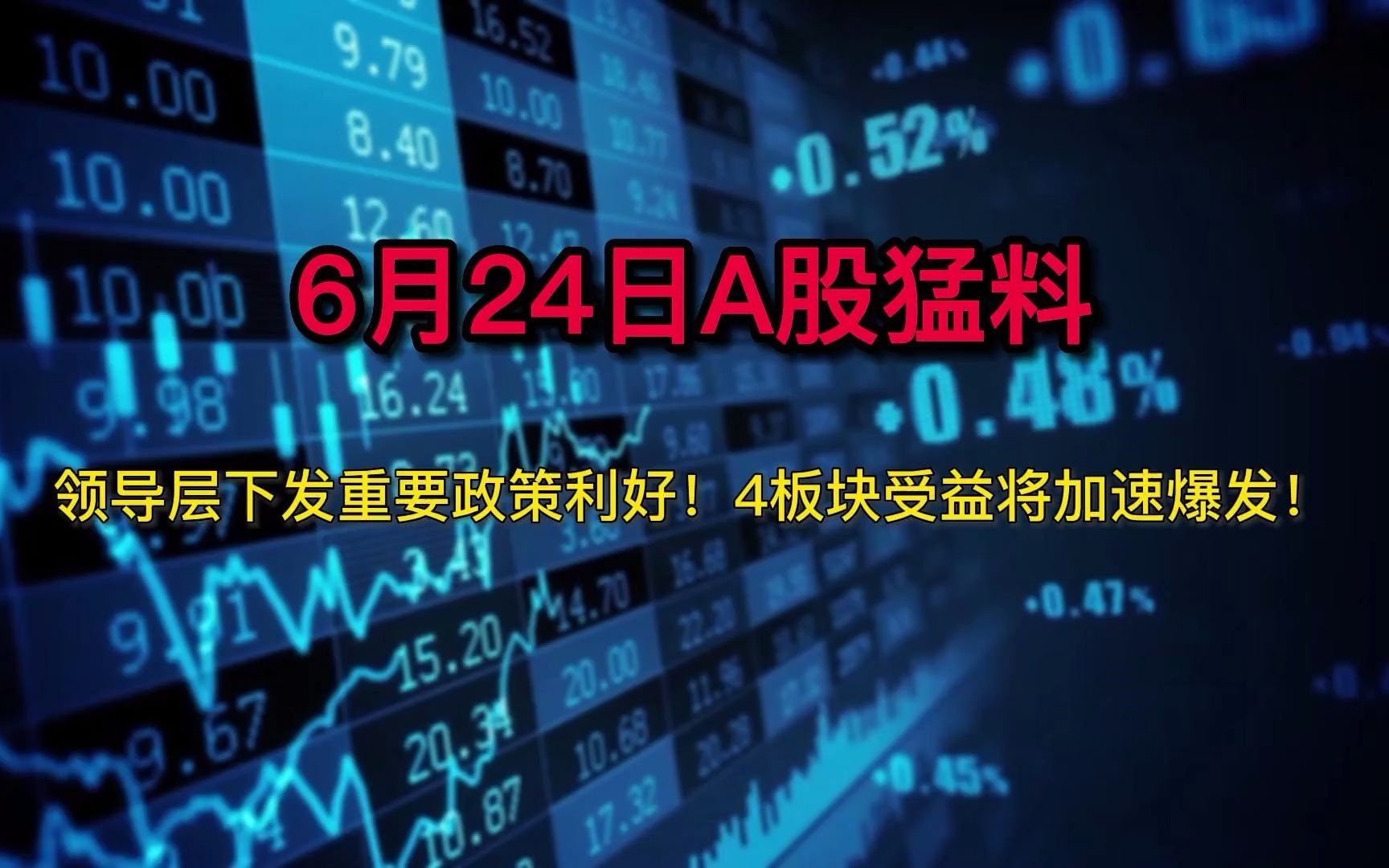 【6月24日A股猛料】宁德时代发布CTP3.0麒麟电池,猪周期供需格局...