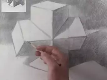 素描几何体 方柱穿插体 素描入门教程
