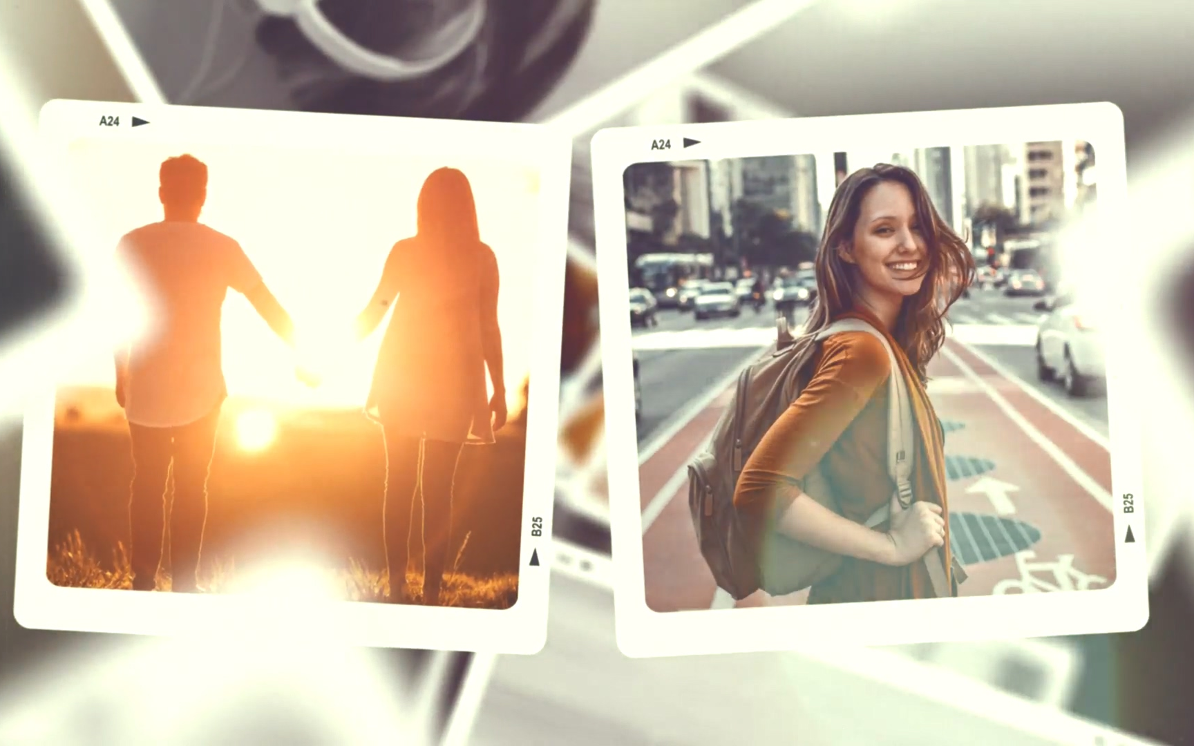 AE模板-白色边框特效的幻灯片视频婚礼视频个人或家庭影集照片展示...