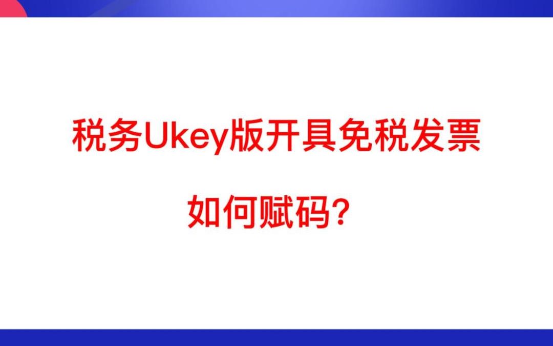 税务ukey开具免税发票,该如何赋码?