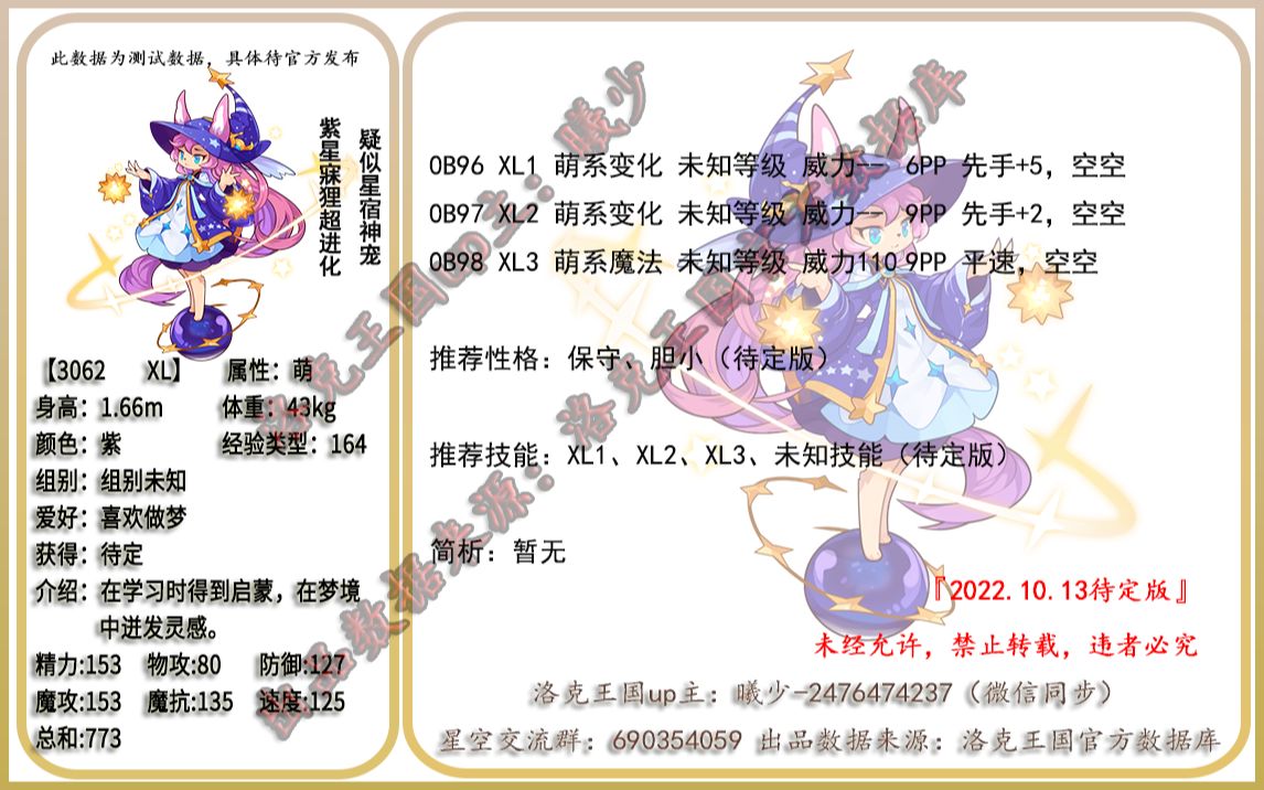 『洛克王国』(第197期)3062 XL(疑似星宿神宠-紫星寐狸超进化)『数据...