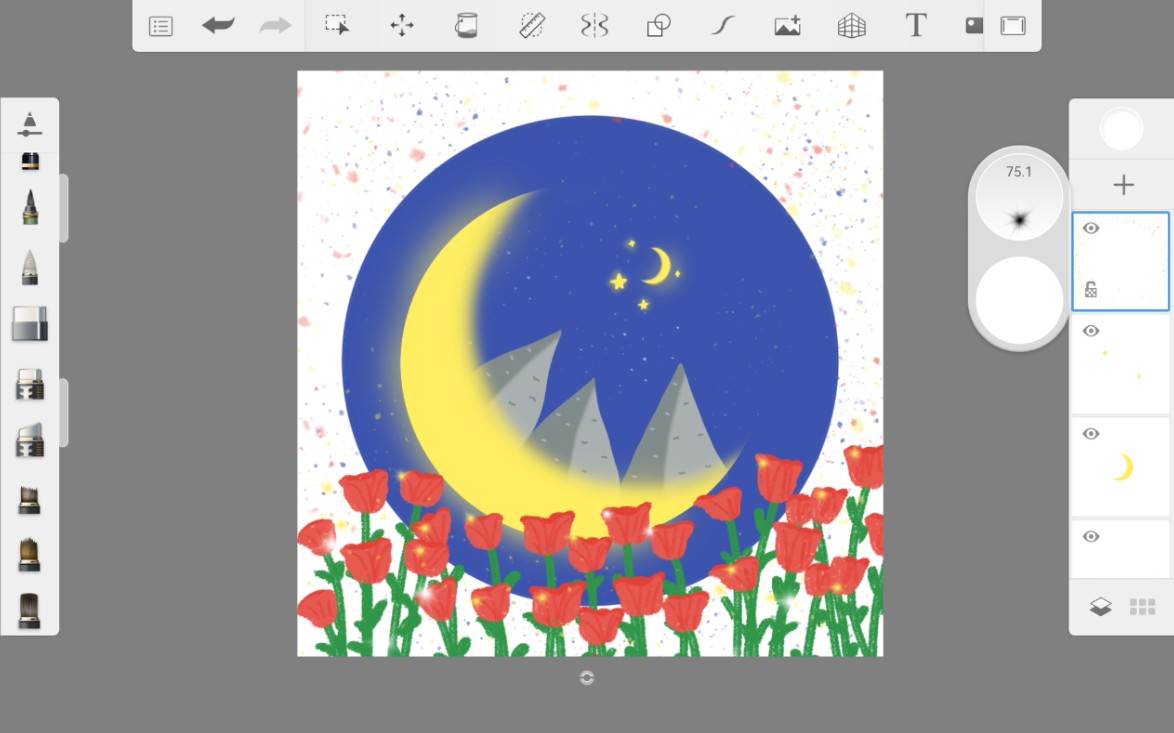 【华为平板绘画教程】零基础!月下玫瑰海!妙笔生花!