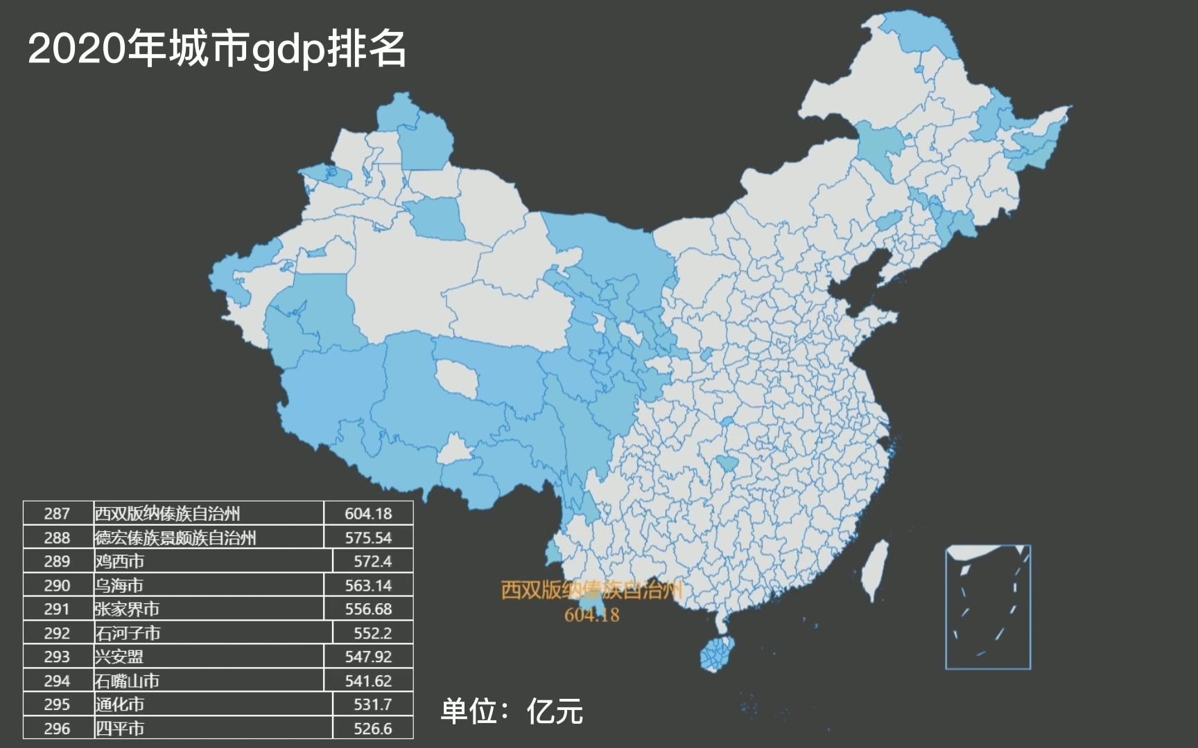 2020中国城市gdp排名地图【数据可视化】