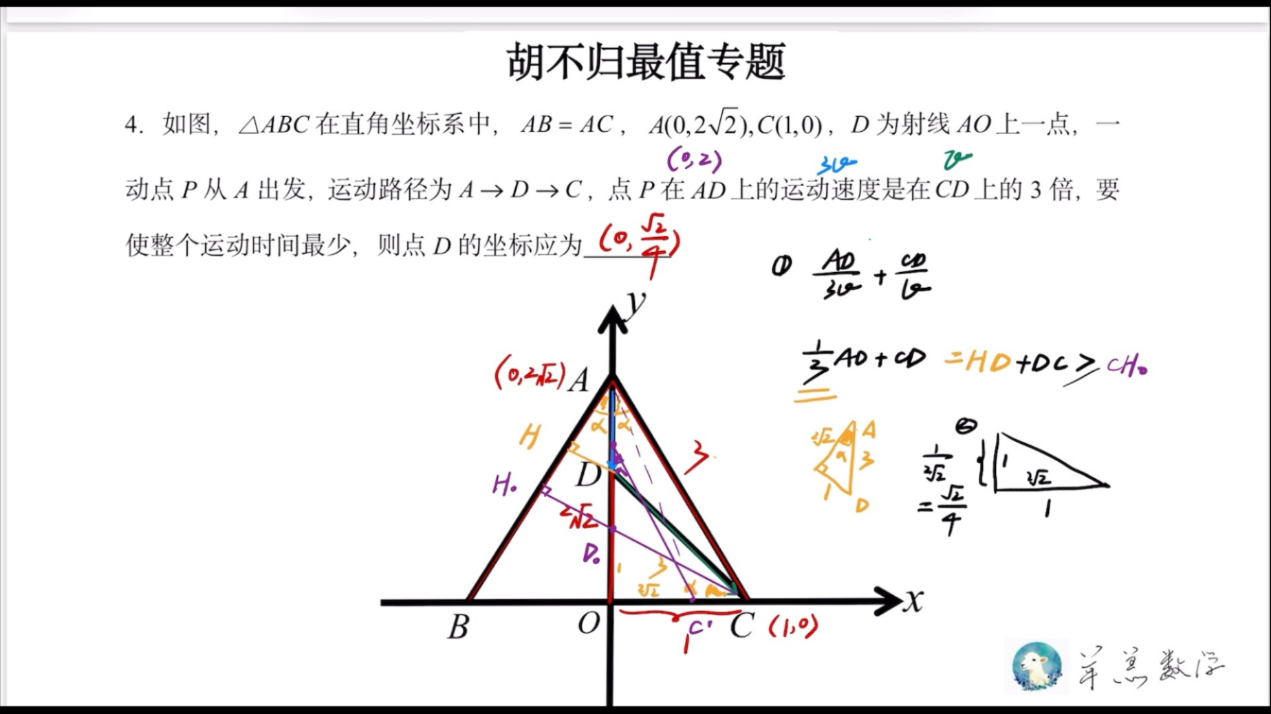 九年级数学压轴胡不归专题4实际问题抽象出带系数的线段和最值(段...