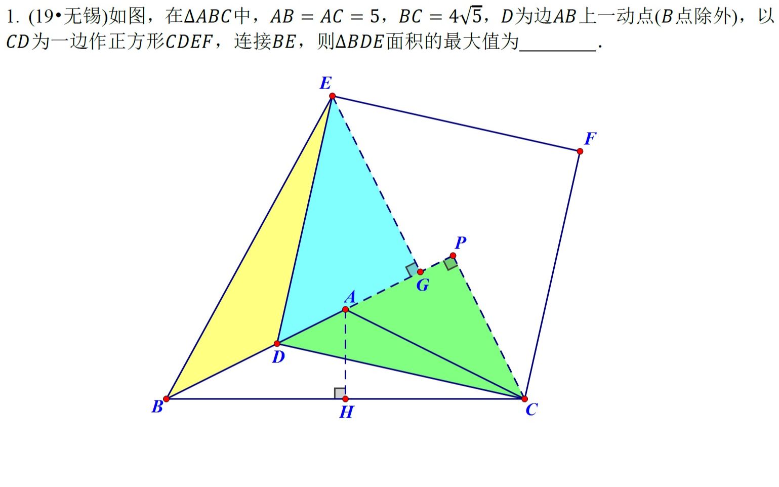 中考数学_经典题_2019年无锡_第18题_三角形面积最大_K字模型