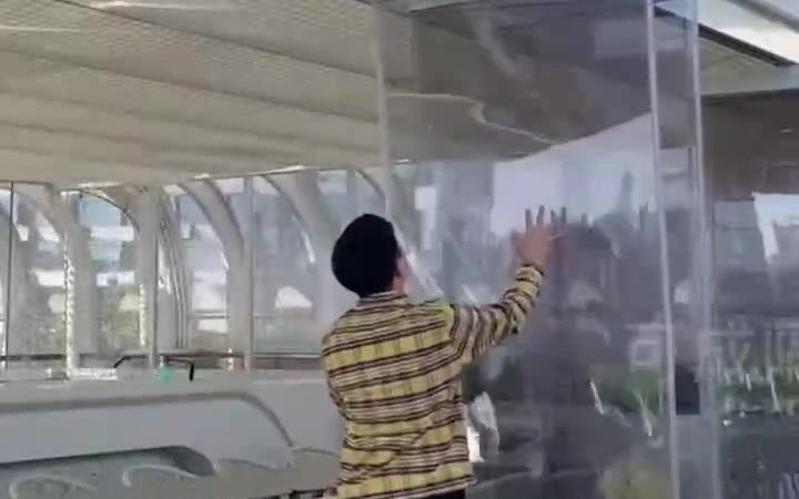 无框玻璃折叠门咖啡厅吊轨玻璃门无地轨可折叠移动