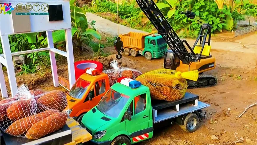 吊车工程车儿童动画片视频,工程车益趣园动画片,大吊车工作视频