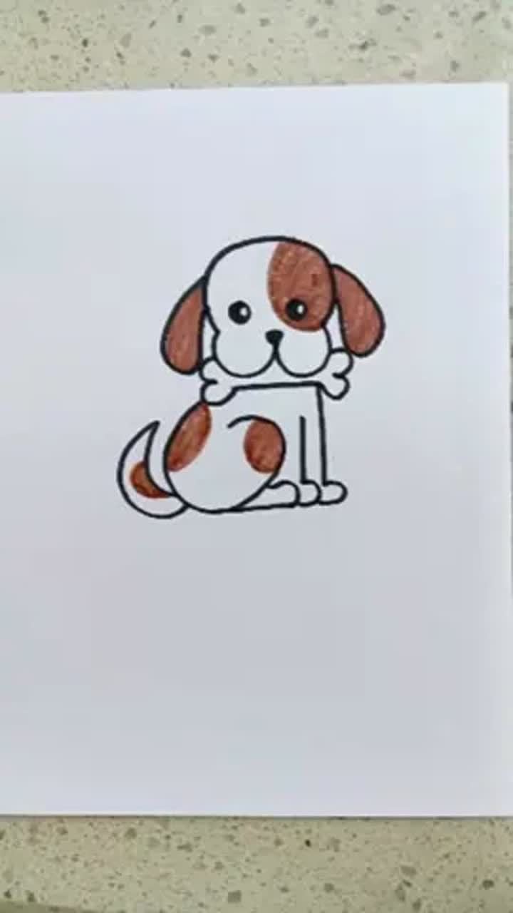 用数字画可爱的小狗,这个画法简单又好看