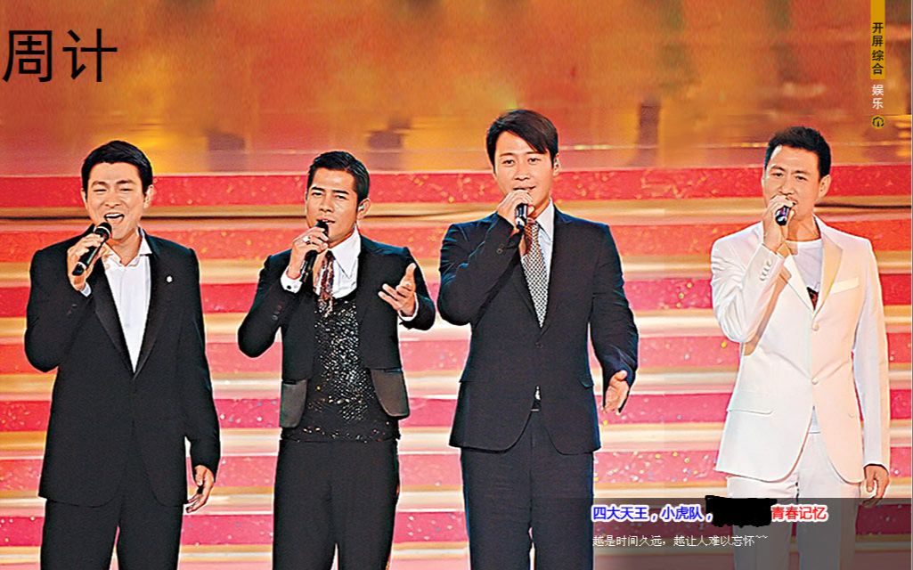 香港四天王。刘德华、张学友、黎明、郭富城,热度对比。