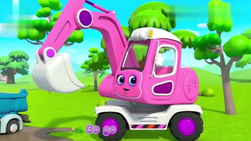 工程车救援队出发,抢救公园设施 工程车儿歌童谣 交通工具动画