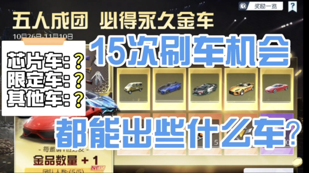 荒野行动七周年五人成团出什么车概率最高?15次刷车机会给你揭秘