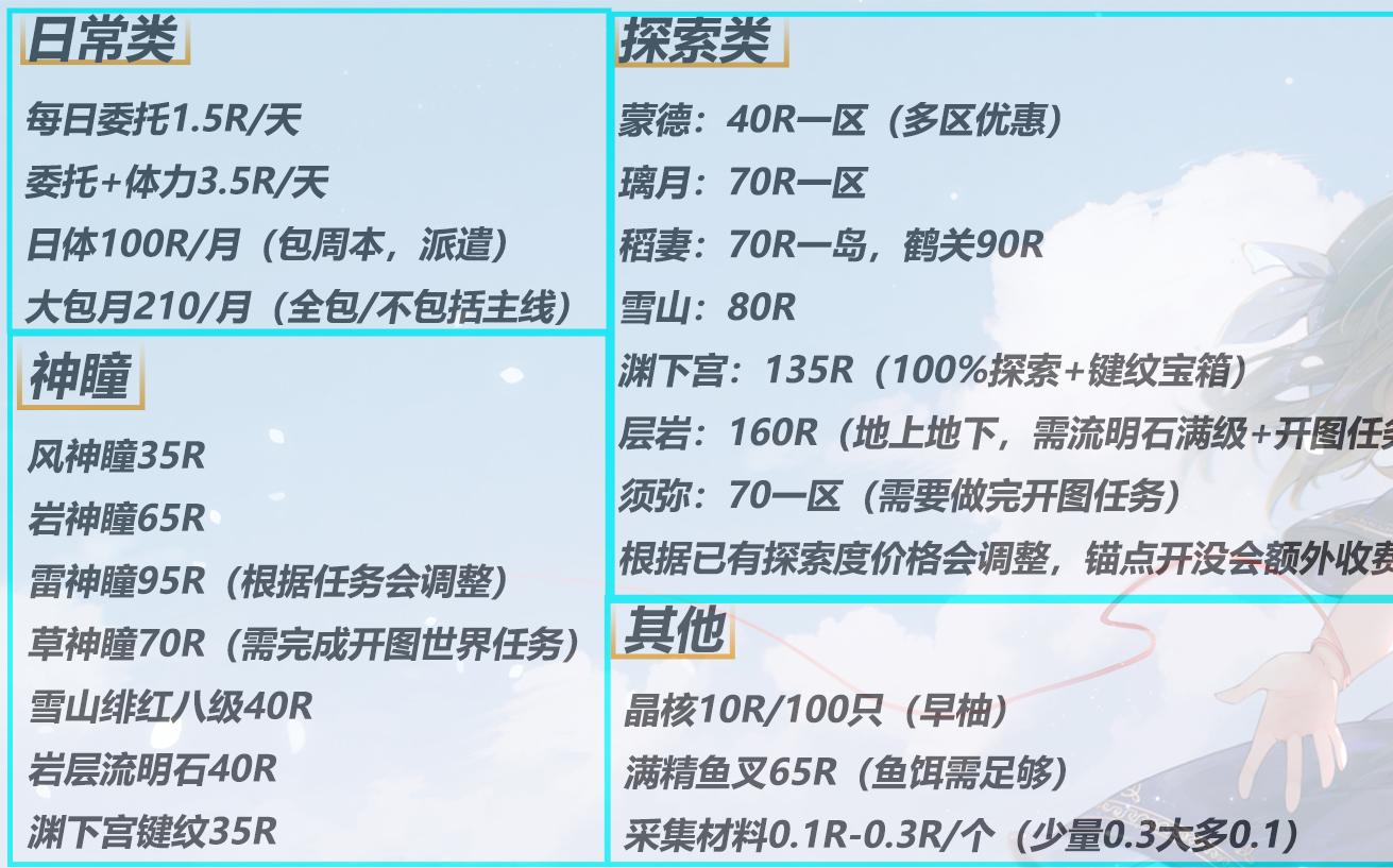 原神代肝价格表 欢迎咨询