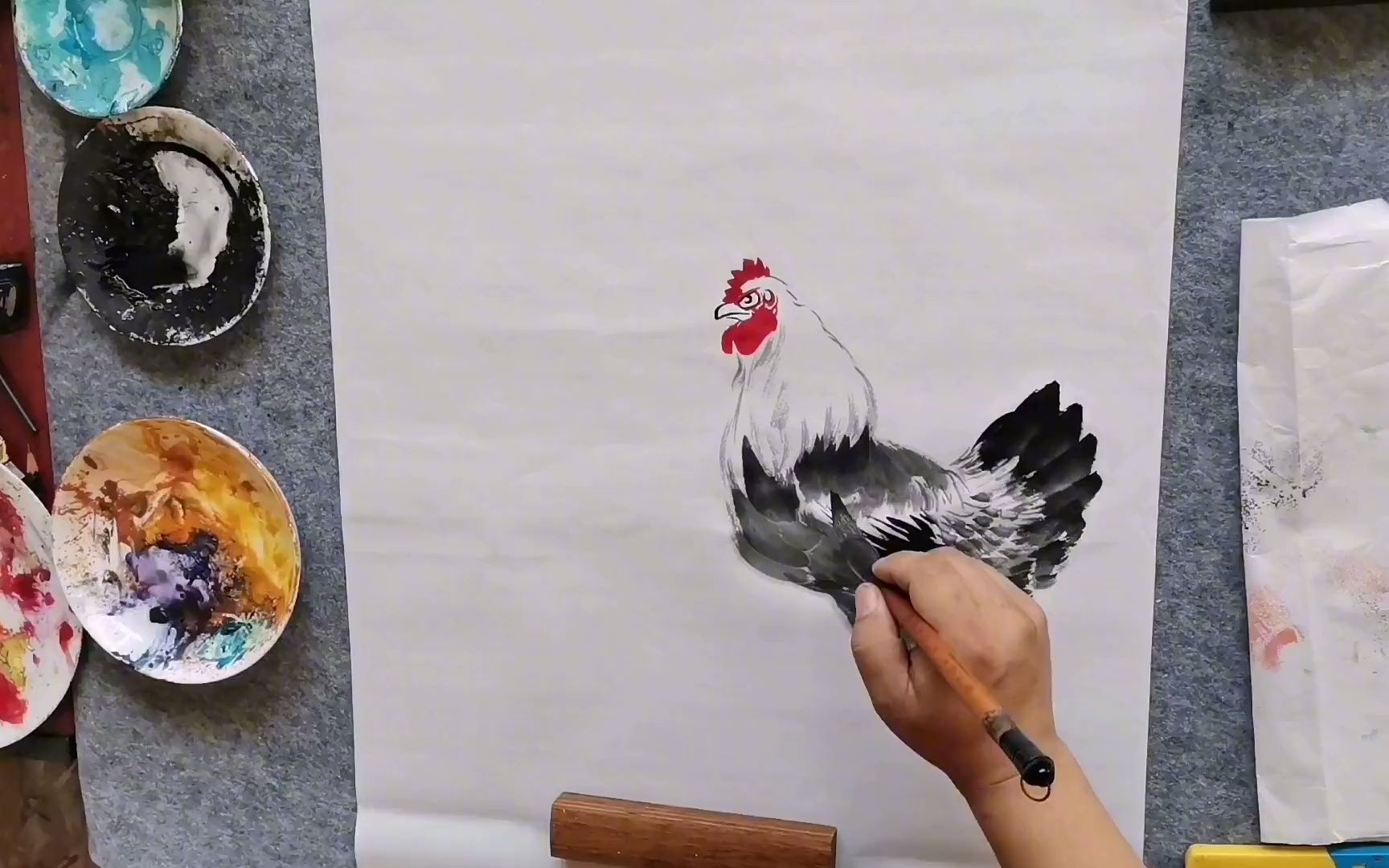 国画母鸡的画法教程,完整绘画技法!