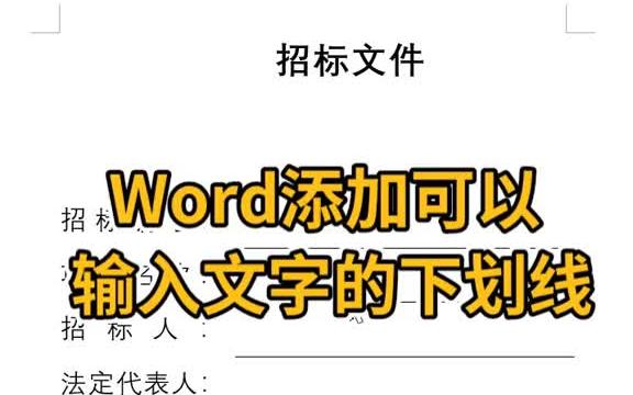Word添加可以输入文字的下划线
