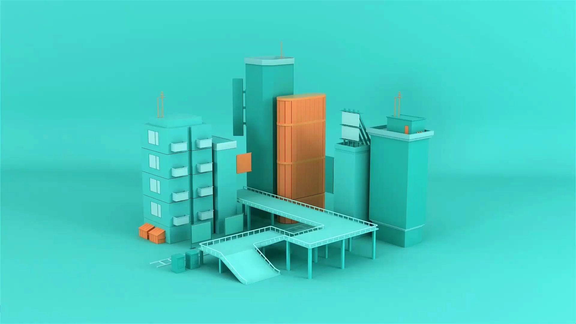 【C4D教程】C4D简约楼房建模+动画+材质教程