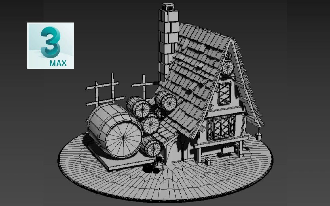 【3dmax建模】欧式风格场景模型制作,结构分析,木质建筑布线卡线