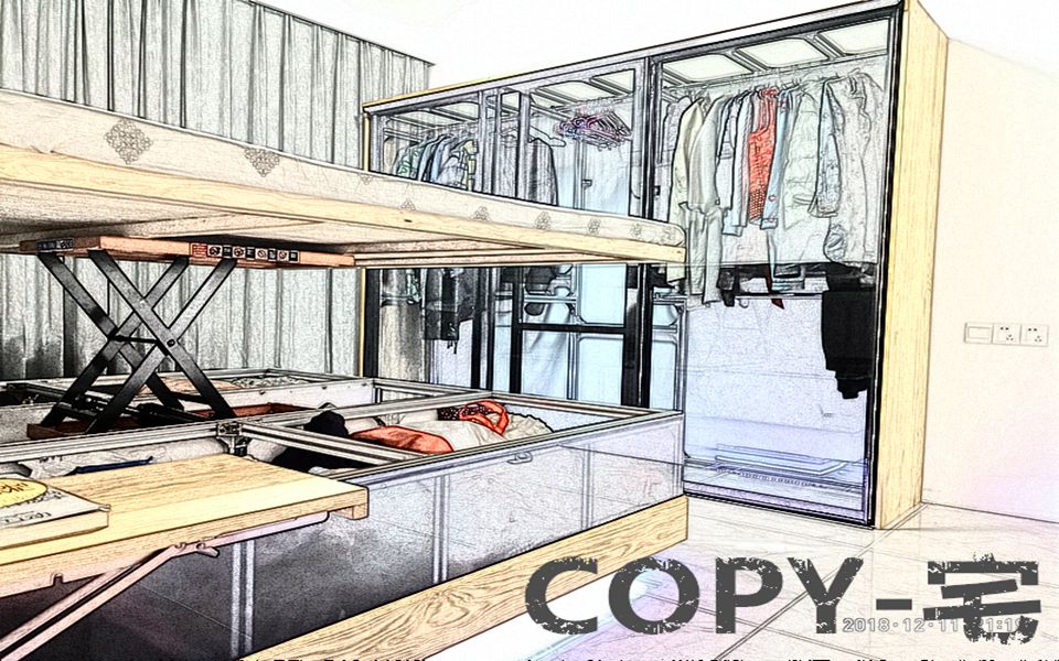 工业铝型材做的衣柜、大床、榻榻米、橱柜、水池、鞋架等【COPY-宅...