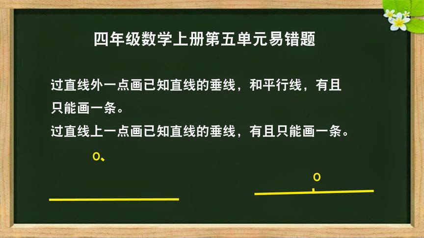 四年级数学上册第五单元易错题 过直线外一点画垂线,平行线