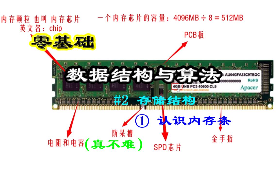 零基础学数据结构与算法真不难 第2集 存储结构 (1)认识内存条