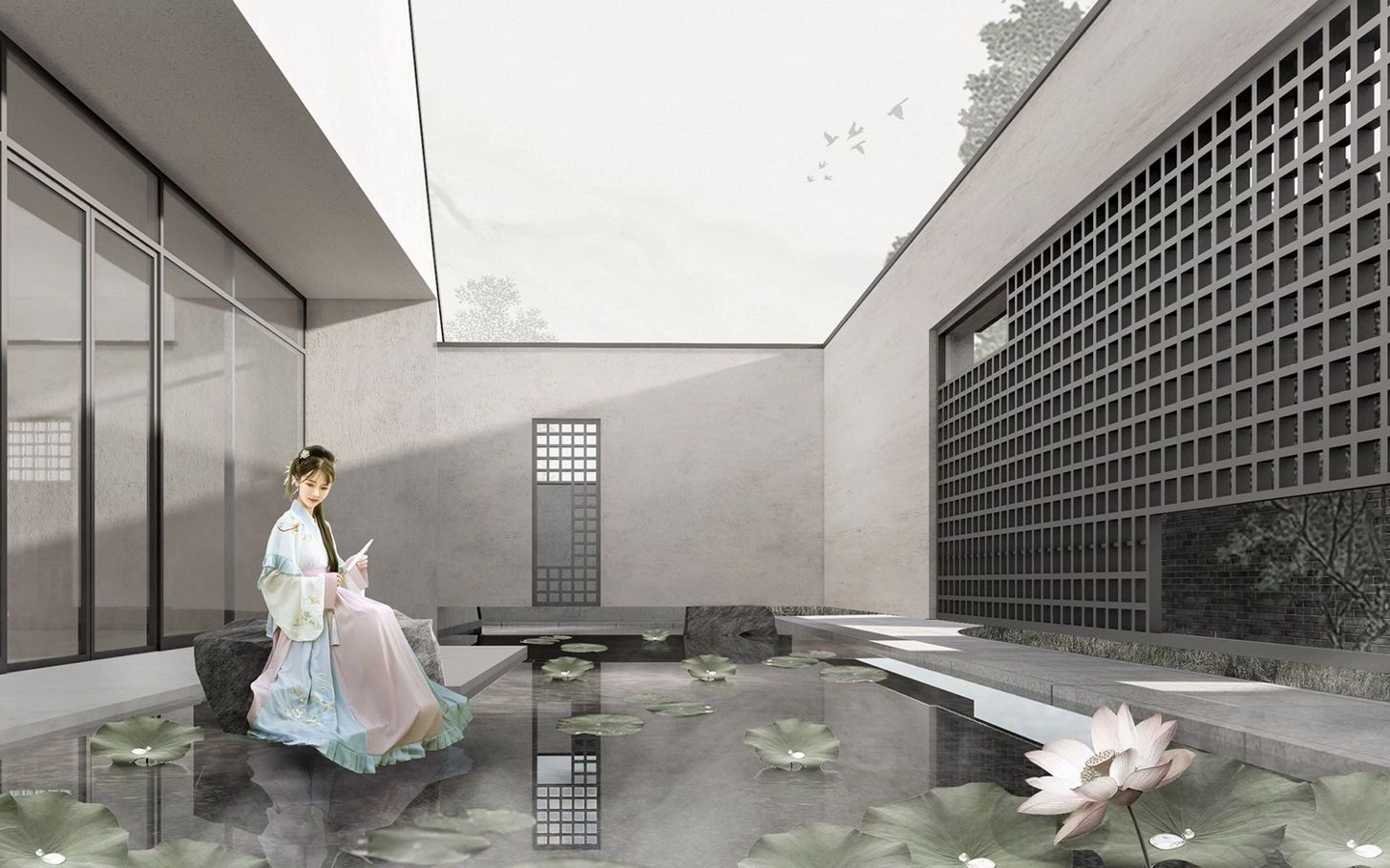 中国风天花板!沚园·文化中心设计!最美中国风设计/汪润学员作品