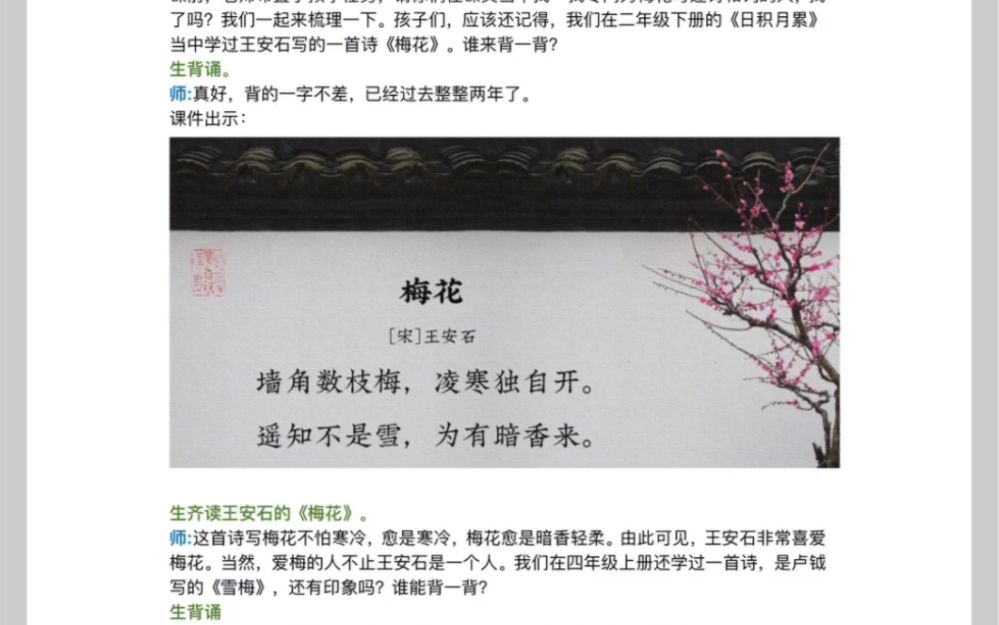 名师课堂实录王崧舟梅花魂
