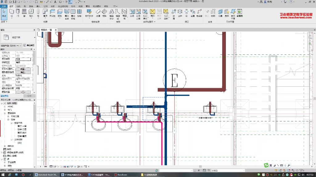 简单入门的Revit机电教程4.2:给水、排水、卫生器具的绘制
