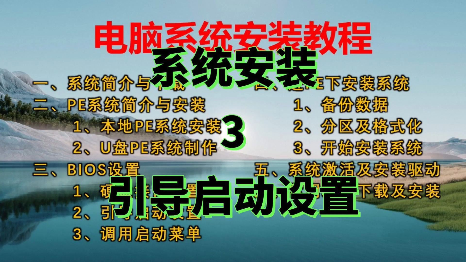 ...系统安装详细步骤WIN7 WIN10 WIN11通用--电脑开机引导启动设置