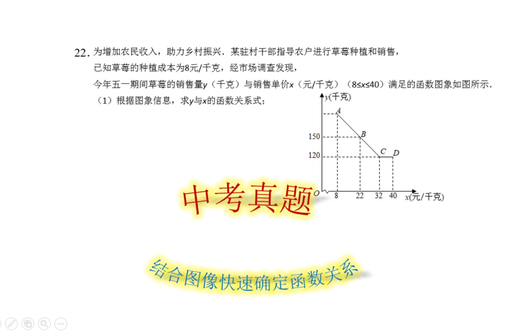 22.1-中考,分段函数考察,结合图像性质,快速确定每一段函数