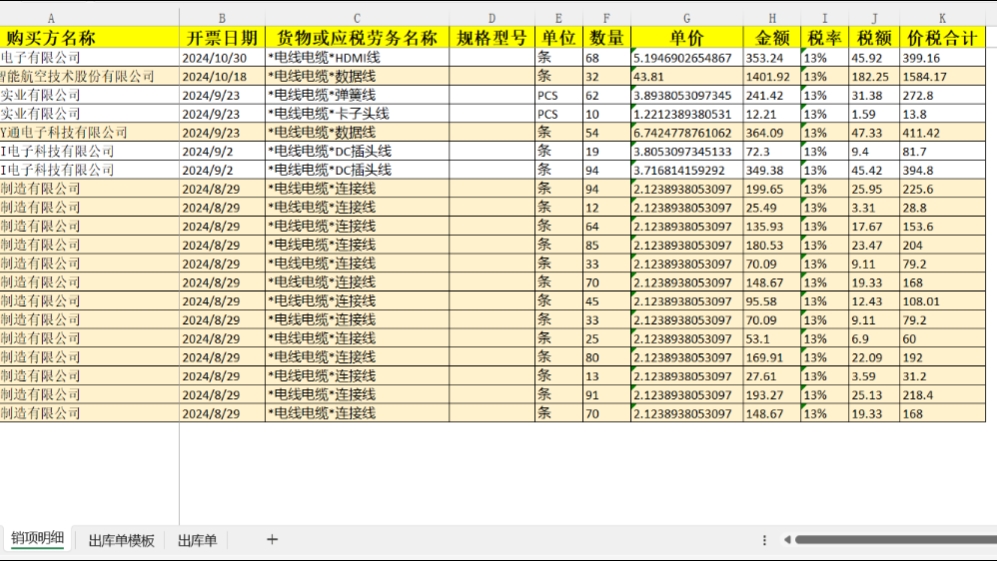 根据销项发票明细批量生成出库单(VBA)