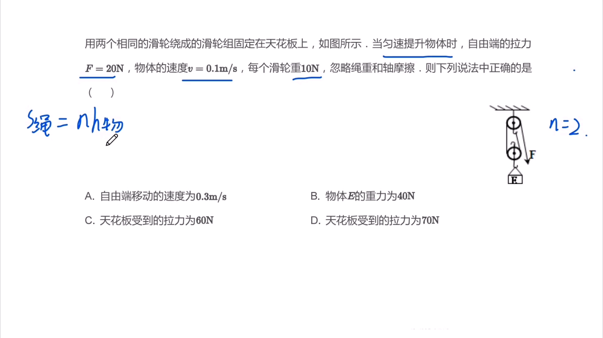 初三物理之滑轮组受力分析