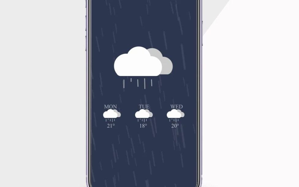 天气下雨APP UI界面设计 UI动态设计 动态界面设计 AE特效制作