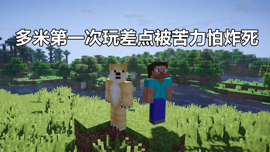 我的世界：萌新生存 01 多米第一次玩差点被苦力怕炸死