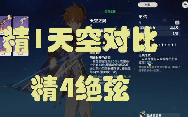 【原神】公子天空之翼精4绝弦伤害对比