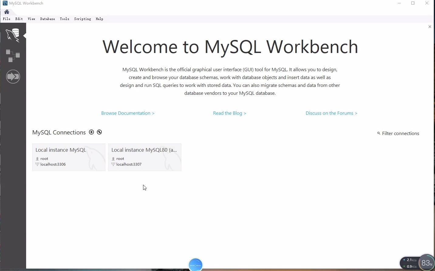使用Workbench导入.sql文件