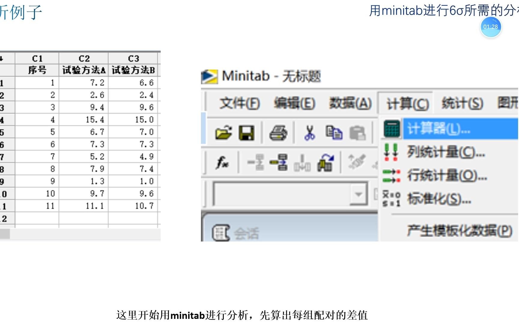 改进:配对数据检验:用Minitab实现6σ分析