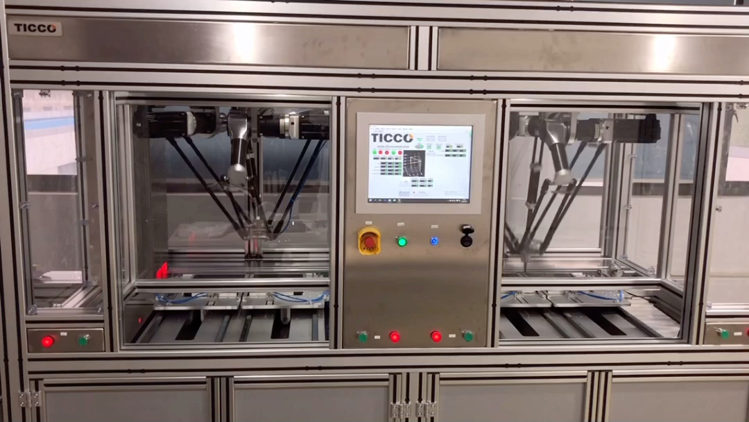 3C电子零配件自动摆盘自动装tray盘-TICCO智周并联机器人delta机械...
