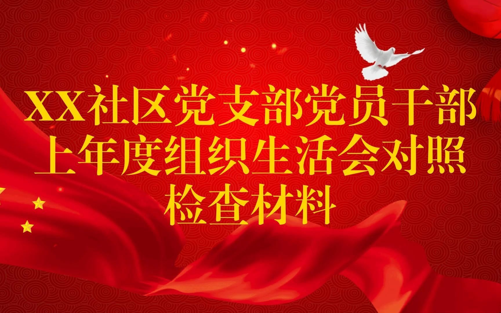 XX社区党支部党员干部上年度组织生活会对照检查材料