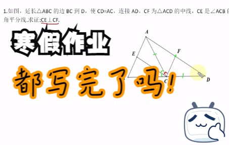 【数学八年级上寒假作业】几何题(1)