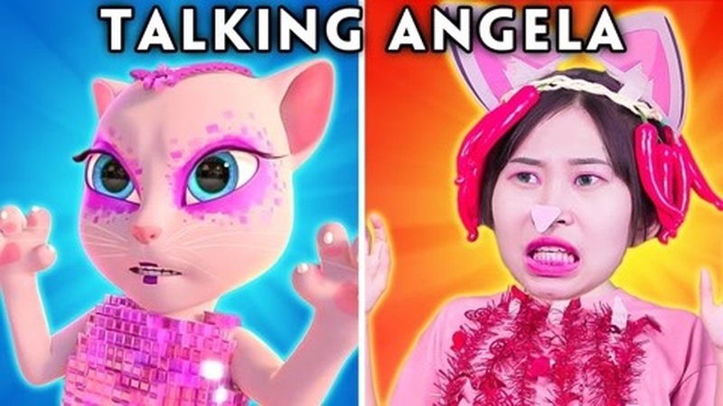 动画模仿秀:现实生活中会说话的汤姆和会说话的安吉拉模仿!