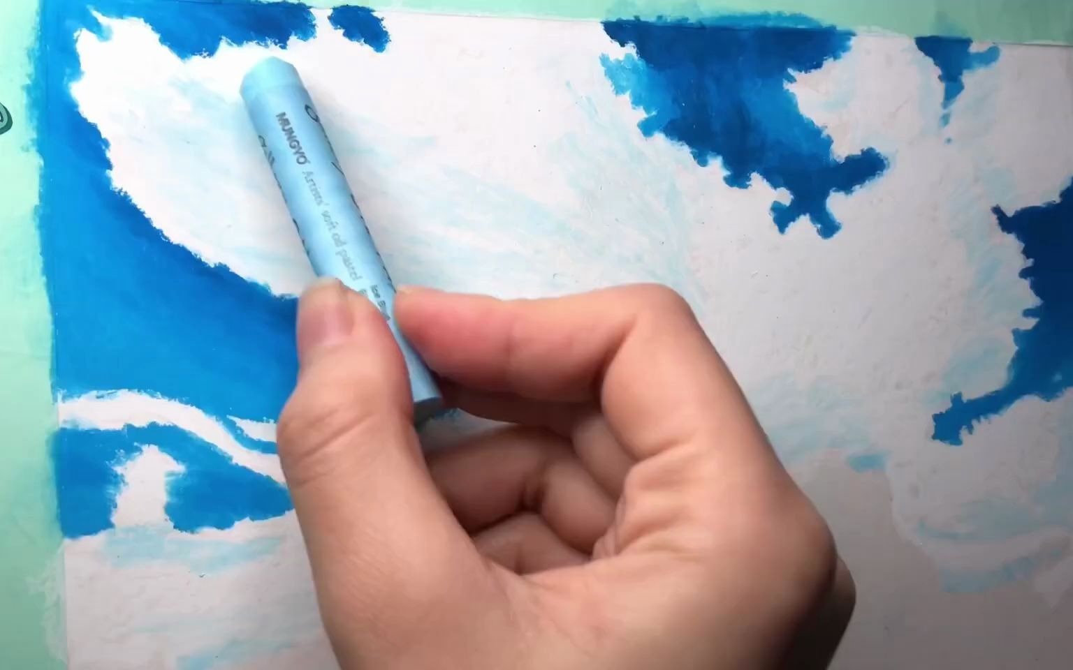 油画棒是小孩子涂鸦玩具不一定来看看高手用油画棒画的风景画