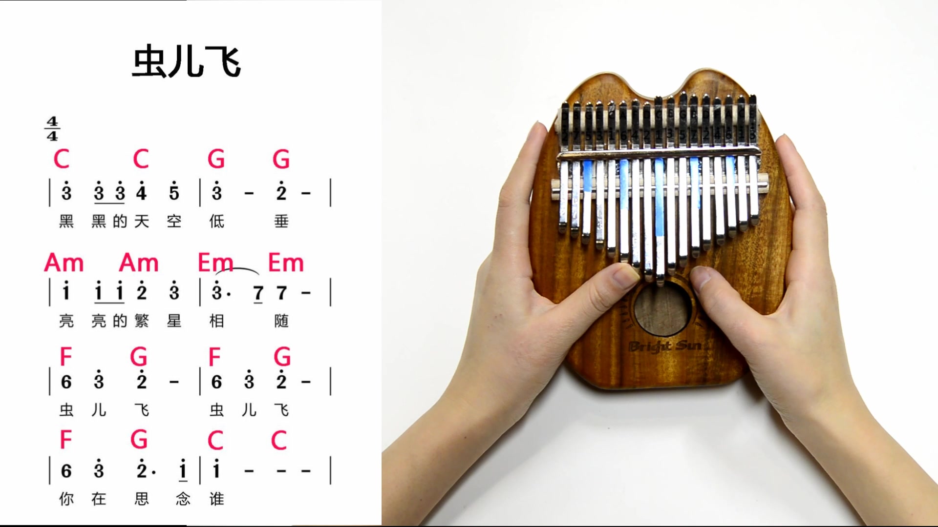 第十三课:《虫儿飞》弹唱版简谱教学【乐手之家卡林巴初学教程】
