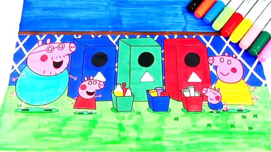 亲子画画学习:小猪学习分类垃圾环保