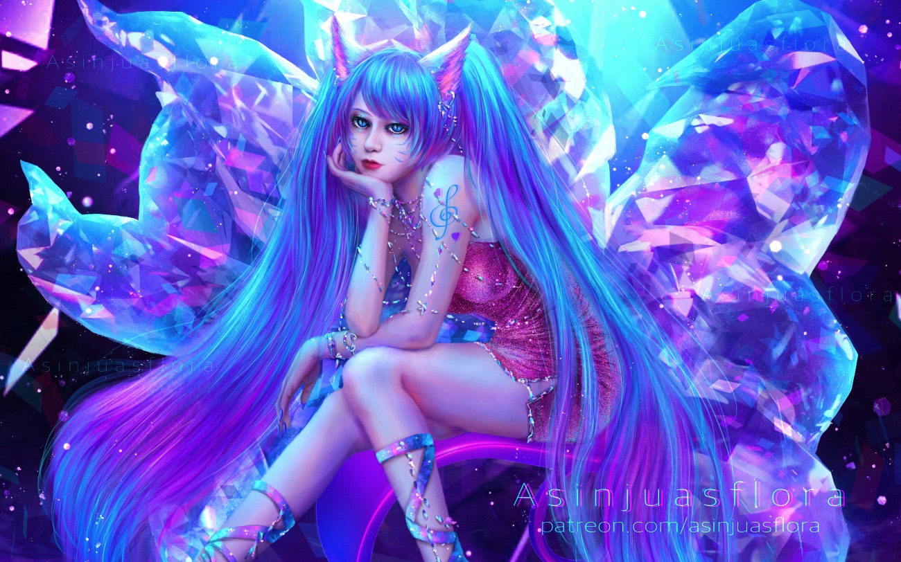 【壁纸分享】英雄联盟阿狸-虚拟偶像歌手皮肤设计(概念插画设计/板绘...