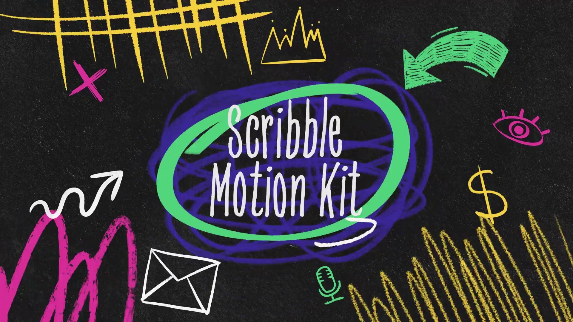 AE模板:79个复古街头马克笔艺术手绘涂鸦笔迹符号元素视频动画模板(...