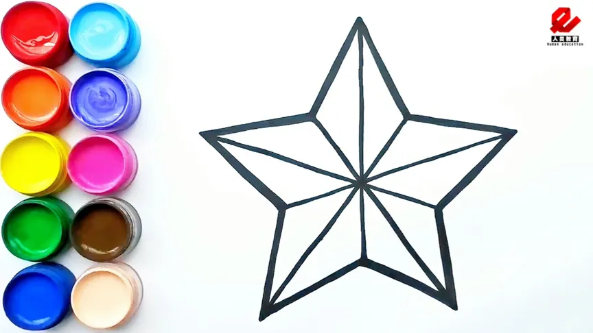 儿童色彩画启蒙教程,五角星★简笔画填色,涂色,你学会了吗