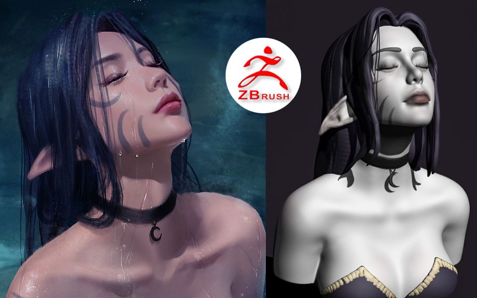 【zbrush雕刻】高颜值角色雕刻教程,超还原,零基础捏脸教程!