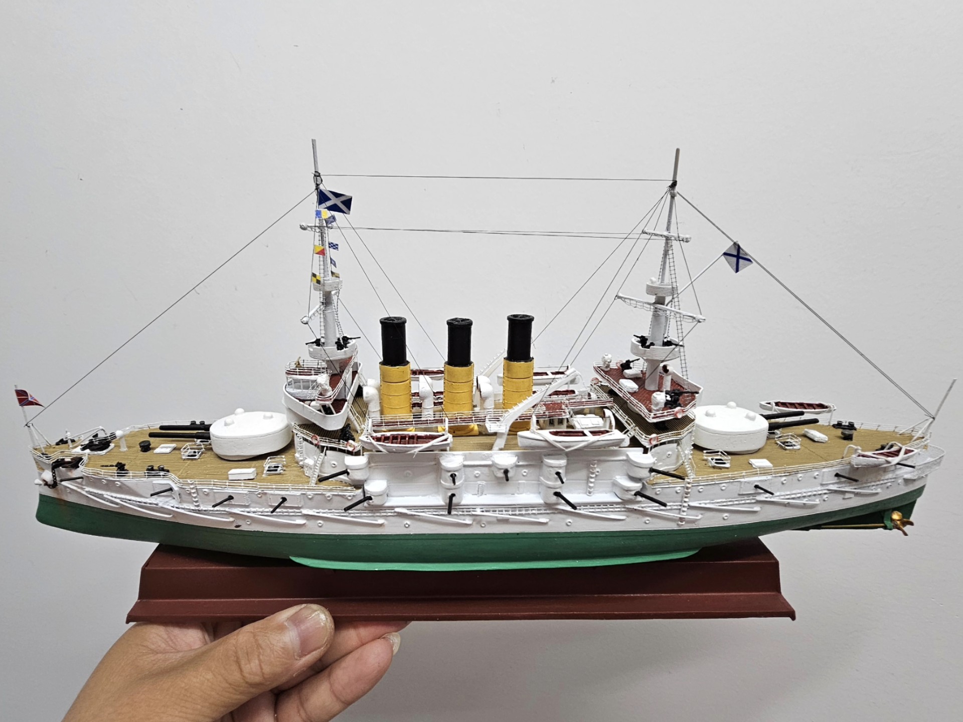 沙俄 1:350列特维赞号前无畏式战列舰,手工自制船模型,非套材零件...